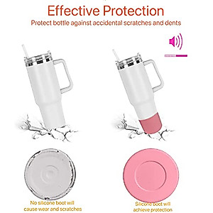 Klasikok Water Bottle Boot for Stanley Cup 40OZ,Accessories Charms Chapsticks Holder for Stanley Tumbler with Handle (Pink,Transparent)