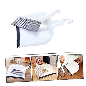 Unomor 1 Set White Brush Plastic Dust Pan Broom Brush Cleaning Accessory Broom with Dustpan Cleaning Tool