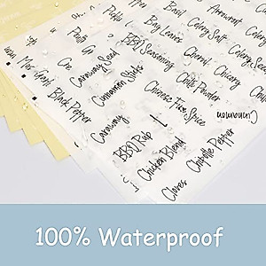 Simfree Kitchen Labels,276 Spice Jar Labels,Pantry Labels,White + Black Script Preprinted Stickers,Waterproof,Tear Resistant,Food Containers Organization Labels Organize Storage Containers,Black+White