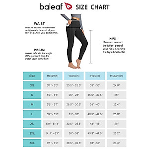 BALEAF Women's Fleece Lined Leggings with Pockets 25" Petite Thermal Winter Warm High Waisted Thick 7/8 Yoga Pants Black S