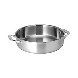 Misen 6 Quart Stainless Steel Rondeau Pot with Lid - 5-Ply Steel Braiser Pan with Handles