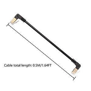 SinLoon 90 Degree Upward to Down Angle Cat8 Ethernet Cable,High Speed 40Gbps 2000Mhz Network Cord,with Gold Plated Plug SFTP Wires CAT8 RJ45 Connector Gaming LAN Cable,for PC, Router 0.5M (Up to Down)