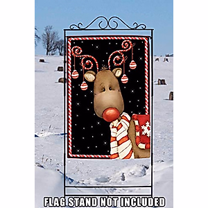 Toland Home Garden 101238 Candy Cane Reindeer Christmas Flag 28x40 Inch Double Sided Christmas Garden Flag for Outdoor House Winter Flag Yard Decoration