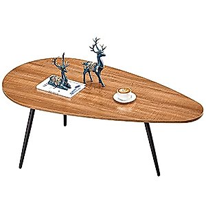 SAYGOER Small Coffee Table Modern Coffee Table Rustic Farmhouse Coffee Table Oval Mid Century Coffee Table Retro Accent Center Table for Living Room Easy Assembly, Walnut Oak