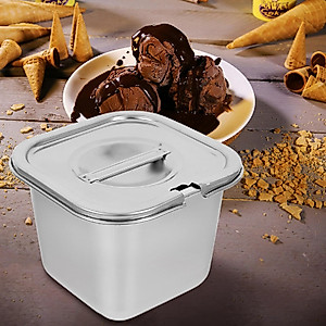 PRETYZOOM Freezer Stainless Steel Container Ice Cream Storage Box Metal Container with Lid Storage Containers Ice Cream Tub Ice Cream Storage Tubs Freezer Container Stainless Steel Storage Containers