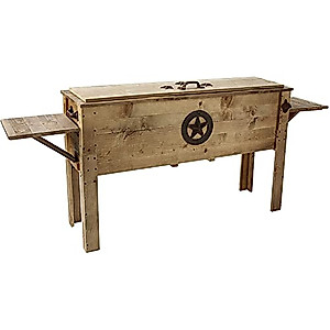 BACKYARD EXPRESSIONS PATIO · HOME · GARDEN 913284-NM Outdoor Beverage Cooler for Patio-87 Qt. w/Folding Side Tables-Rustic Brown-Backyard Expressions, 87 Quart, Natural Wood