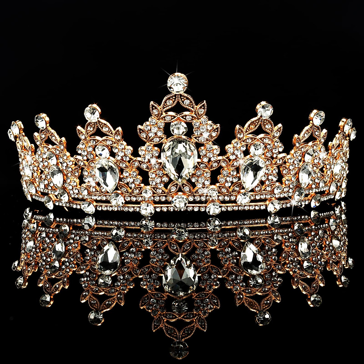 CIEHER Bride To Be Kit: Crystal Crown, Gold Sash for Bridal Shower & Bachelorette Party Decorations - Crystal Material