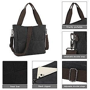 KUANG! Women's Canvas Tote Shoulder Bags Handbag Satchel Purses Small Work Travel Crossbody Bag