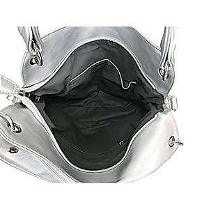 Zzfab Double Handles Starburst Bling Purse Silver Large