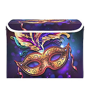 linqin Photo Storage Box for Home Mardi Gras Storage Baskets Collapsible Clothes Organizing