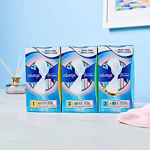 Always Infinity Feminine Pads for Women, Size 2 Regular, with wings, unscented, 96 count