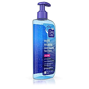 Clean & Clear Night Relaxing Oil-Free Deep Cleaning Face Wash with Deep Sea Minerals & Sea Kelp Extract, For All Skin Types, 8 fl. oz