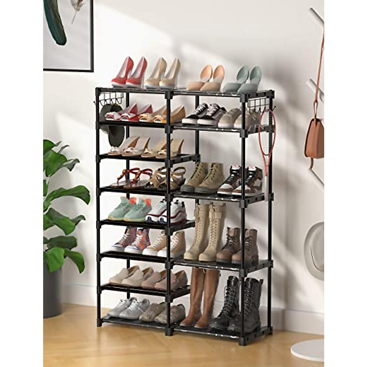 TIMEBAL 8-Tier Shoe Rack Storage Organizer, 25-28 Pairs Shoes Shelf Organizer, Removable & Dust Large Stackable Shoe Rack for Boot & Shoe Storage