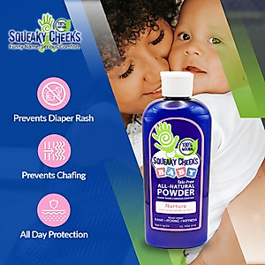 Squeaky Cheeks Baby Powder (5oz) | Organic | Unscented Talc-Free and All Natural Powder | Effective Relief from Rash Wetness and Itching | Also Ideal for Adults