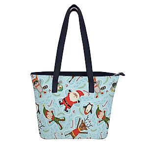 Christmas Characters Women's Tote Bag PU Leather Shoulder Bag Handbags Purse For Work Shopping Travel