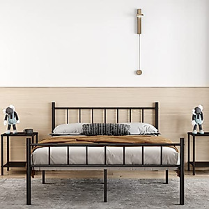 NEW JETO Queen Size Platform Bed Frame-Heavy Duty Steel Slats Support King Bed Frame, Metal Bed Frame Non-Slip Footbed Storage Space Under The Bed, Suitable for Bedroom, Dormitory, Queen