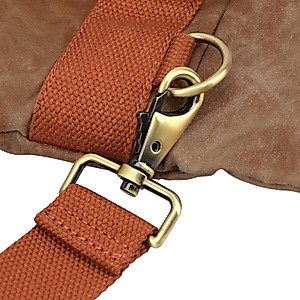 TOURBON Canvas and Leather Roll-top Clip-On Bicycle Panniers Women's Shoulder Tote Bag (Brown)