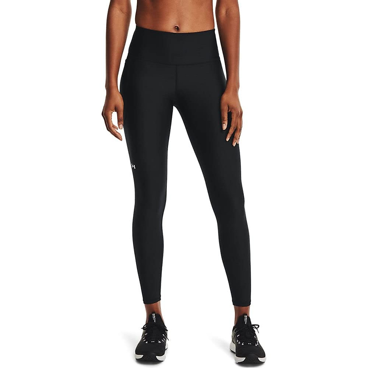 Under Armour Womens HeatGear Armour High No-Slip Waistband Pocketed Leggings , Black (001)/White , Small