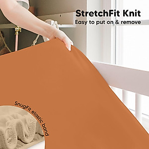 2-Pack Crib Sheets for Boys, Girls - Viscose Derived from Bamboo Fitted Crib Sheet, Baby Crib Sheets Neutral, Crib Mattress Sheet, Toddler Bed Sheets, Baby Sheets for Crib Fitted Sheets (Rust)