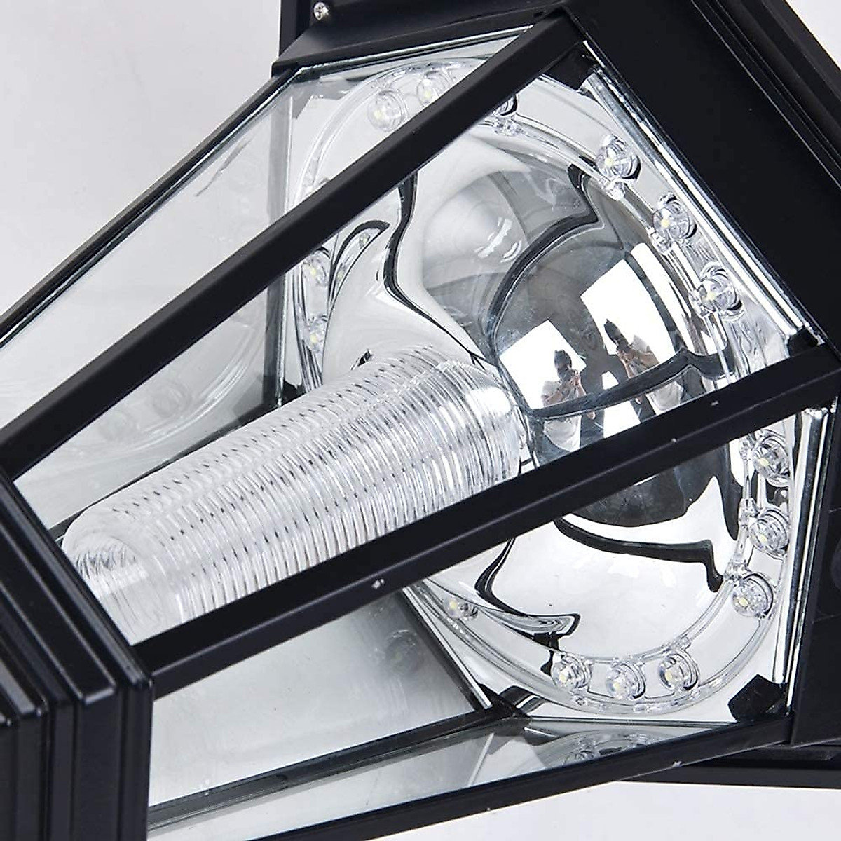 Ksovv LED Solar Glass Lantern Outdoor Aluminum Wall Lights Waterproof IP54 Home Garden Wall Sconce Anti-Rust Die-cast Aluminum Door Wall Lamps Terrace Intelligent Light