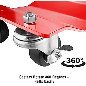 Car Dolly Set of 4 – Under Vehicle Tire Skates with Heavy-Duty Roller Wheel Casters – For Moving, Positioning Vehicles or Boats by Pentagon (Red)