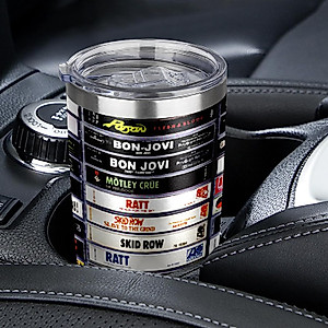 Adalore 20 oz Stainless Steel Heavy Metal Rock Tapes Travel Mug - Double Wall Vacuum Insulated Drinking Cup with Straw and Lid - Reusable