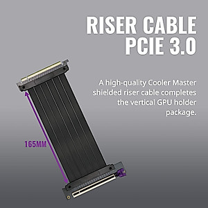 Cooler Master MasterAccessory Vertical GPU Card Holder Kit V2, Premium Riser Cable PCI-E 3.0 x16-165mm, Adjustable Length for E-ATX|ATX Cases (MCA-U000R-KFVK01)