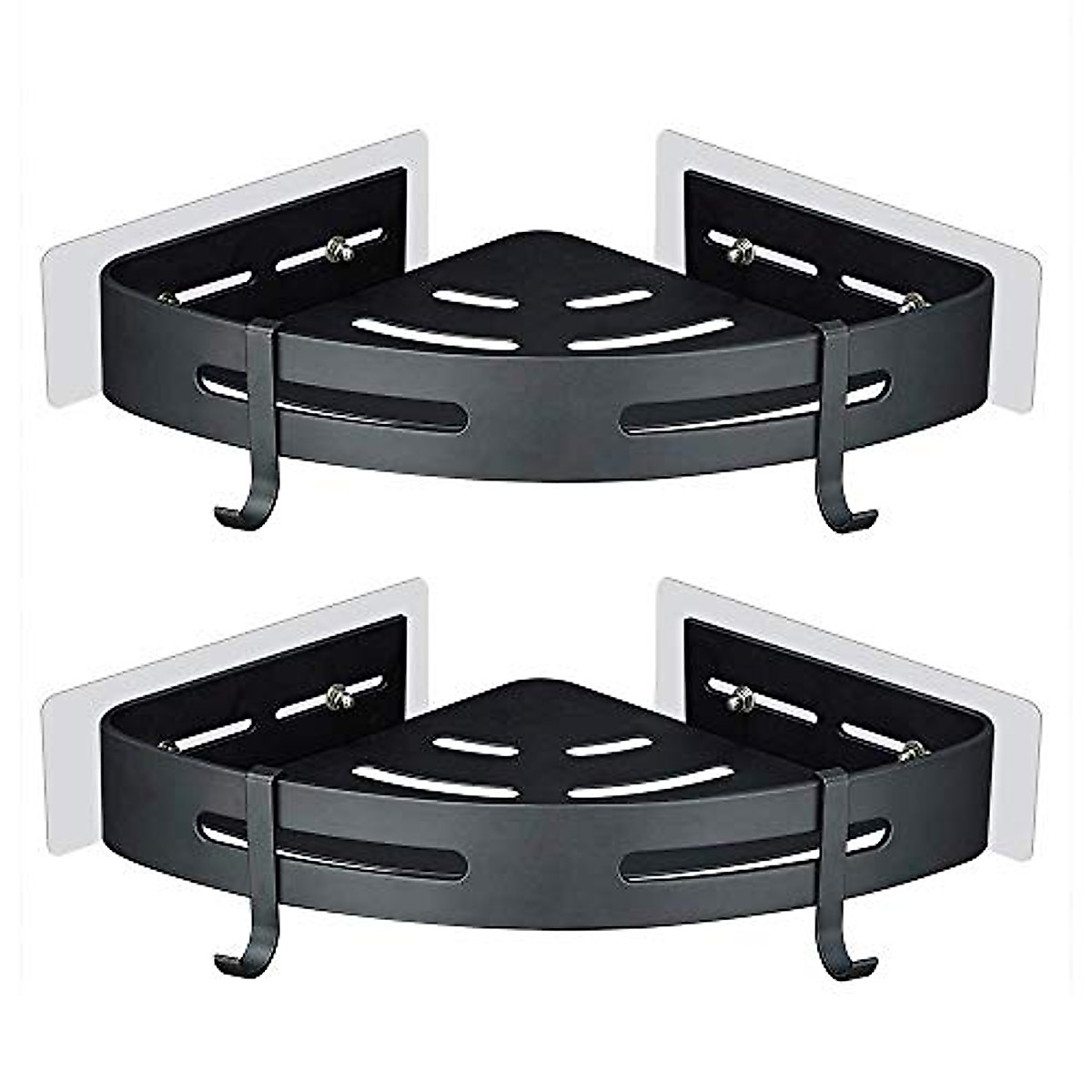 Gricol Adhesive Corner Shelf Bathroom Shower Caddy Basket for Kitchen Toilet No Drilling Shower Storage Organizer 2-Tier, Black