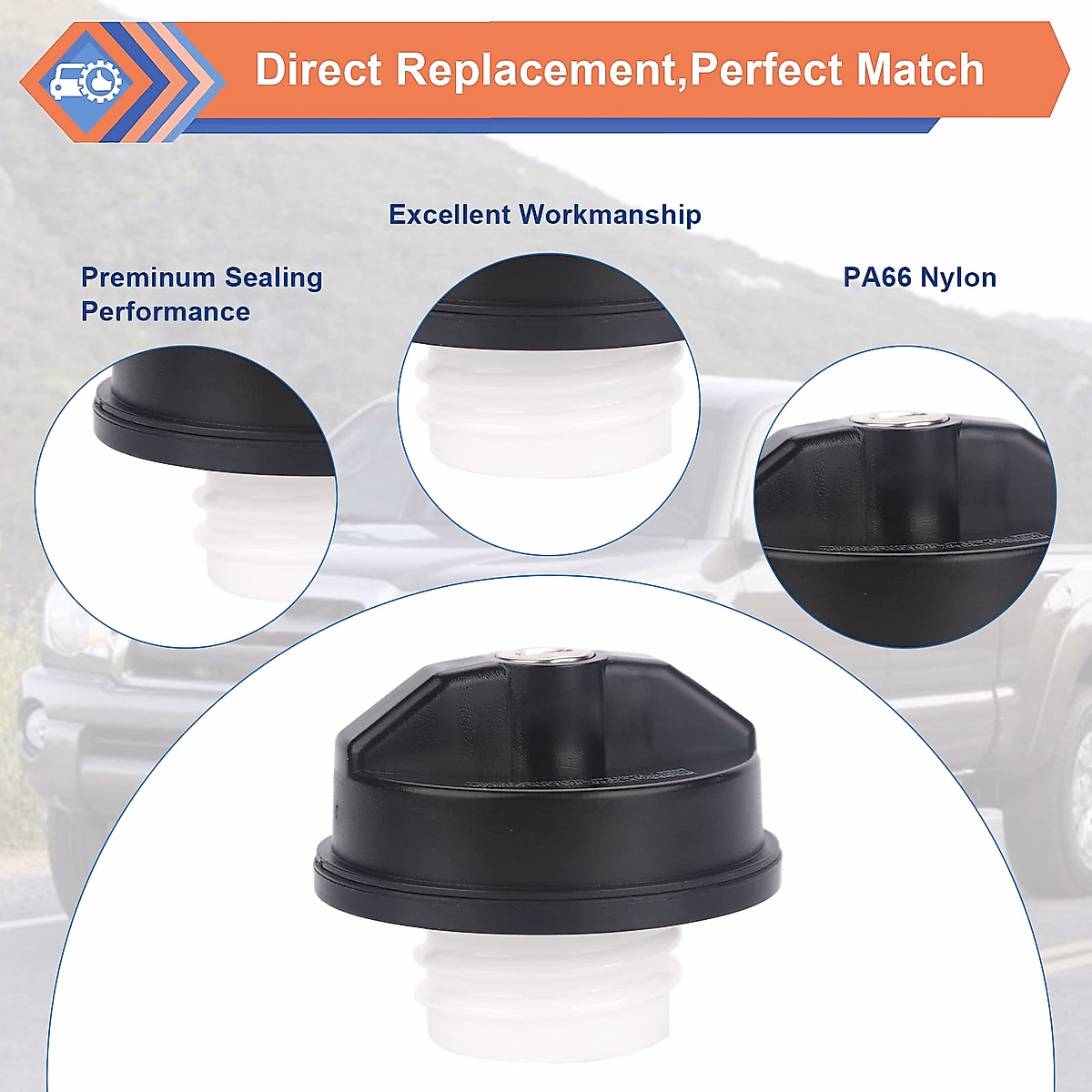 ZONFANT Locking Gas Cap W/2 Keys, Lock Fuel Cap Compatible With Chevy Honda Nissan Acura Mazda Cadillac GMC Vehicle 4Runner FJ Cruiser Silverado Camaro And More, Replace#10504 77300-47020