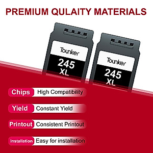 Tounker Compatible Ink Cartridge Replacement for Canon 245XL (Black, 2 Pack)