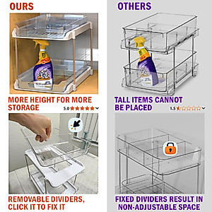 TOPITOP 2 Pack of 2 Tier Under Sink Organizer for Bathroom, Kitchen Sink Organizer Under Cabinet Storage, Pull Out Make Up and Vanity Cabinet Organizers with Movable Dividers
