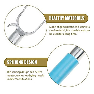 NOLITOY Telescoping Clothesline Prop Clothing Pole Retractable Closet Pole Stick Outdoor Utility Pole Hook Clothes Drying Pole for Garment Coat Hanger Sky-Blue 131cm