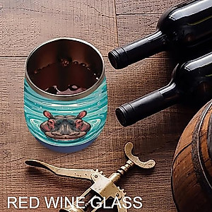 OPTKSNCU 304 Stainless Steel Insulated Cup with Lid, Cute Hippopotamus Print Print Durable, And Easy to Clean – Ideal for Home, Office, And Gift Giving