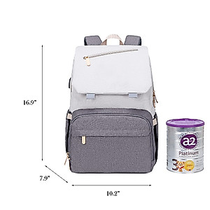 OUSIJOJO Diaper Bag Backpack, Modern Diaper Bag with USB Charging Port and Stroller Straps Baby Bags for Boys Girls, Large Capacity Multifunction Travel Nappy Back Pack for Moms Dads,Beige