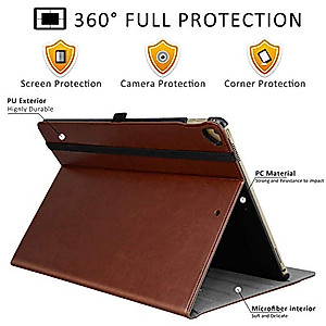 ZtotopCase for iPad Pro 12.9 Inch 2017/2015 (Old Model,1st & 2nd Gen), Premium Leather Business Folding Stand Folio Cover with Auto Wake/Sleep and Document Card Slot, Multiple Viewing Angles,Brown