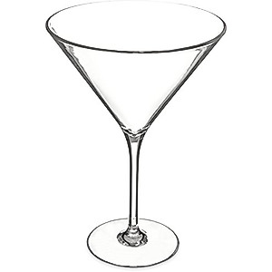 Carlisle FoodService Products 564607 Alibi Shatter-Resistant Plastic Martini Glass, 9 oz., 6.63" Height, 2.88" width, 2.88" Length, Polycarbonate (Pc), Clear