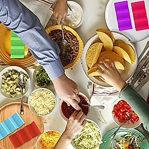 GINKGO Colorful Taco Holders set of 6, Large Taco Stand with Handle Each Can Hold 2 or 3 Tacos, BPA Free, Dishwasher and Microwave Safe