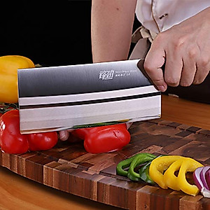 FINDKING YuFeng Chinese Chef Knife, Kitchen Cleaver for Meat Vegetables, Stainless Steel Blade, Wenge Wood Handle, for Cutting, Shredding, Slicing, Mincing, 8 Inches