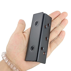 ITROLLE 2PCS Bed Frame Hardware Bed Post Double Hook Slot Hardware Attachment Bracket Bed Rail Hooks Plates Heavy Duty Bed Post Double Pin Hook Slot Bracket, Black