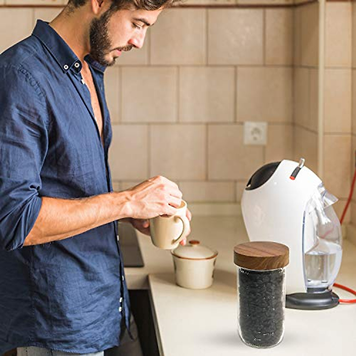 Wooden Mason Jar Lids Value Pack - 24 Mason Jar Lids Choose From Regular Mouth or Wide Mouth - Custom Molded Screw Top Mason Jar Lid Set Storage Lids for Ball Jars Only by Kitchen Charisma (Regular Mouth (2.5 in. Jar Opening), Acacia Wood (Brown Color))