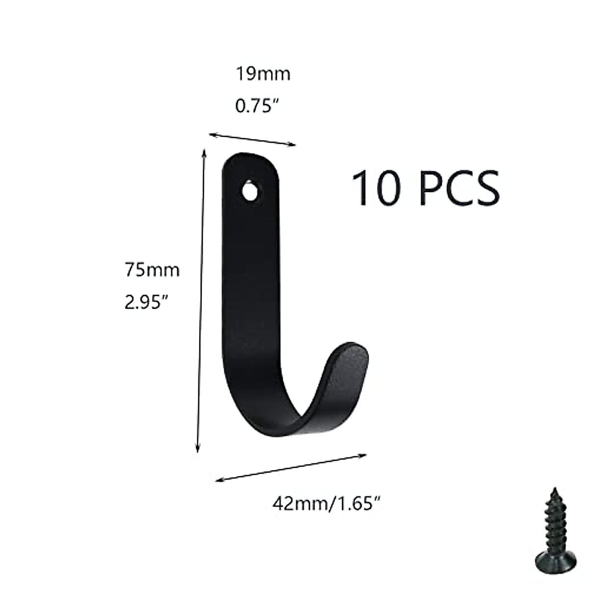 Crapyt Wall Mounted Bathroom Hooks Hanger Black 304 Stainless Steel 10 PCS for Clothes/Towel/Coat/...