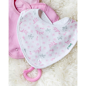 green sprouts Muslin Stay-dry Bandana Teether Bibs made from Organic Cotton (3 pack) | Soothes gums & protects from drool | Machine washable, sterilizer safe, Made without BPA