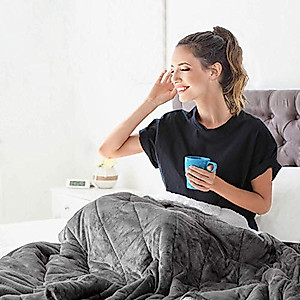 Topblan Sherpa Fleece Weighted Blanket 15lbs, Double Sided with Fuzzy Fleece and Shaggy Sherpa to Help with Better Sleep, 48x72 inches, Grey & White