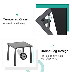 Patiorama Outdoor Patio Chaise Lounge Chair Set of 3, Dark Grey Aluminum Textilene Padded Adjustable Recliner w/Wheels, Side Table, Pool Lounger All Weather for Beach, Yard, Balcony (Turquoise Blue)