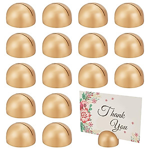 OLYCRAFT 20Pcs Round Table Number Stands Golden Wood Memo Photo Stand 1.5mm Slot Name Card Holders 1.9x1.2 inch Place Card Holders Table Number Holders for Weddings Anniversary Party