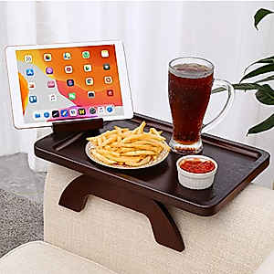 SINWANT Sofa Arm Tray Table Clip on Side Table, Couch Tray with 360° Rotating Phone Holder,Couch Arm Table Sofa Armrest Tray for Home,Living Room, Eating,Drinks,Snacks,Remote/Control