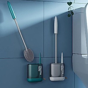 Creative Silicone Toilet Bowl Brush 2-in-1 Toilet Brush Cleaning Powerful Toilet Cleaner Brush Toilet Brush and Holder Set