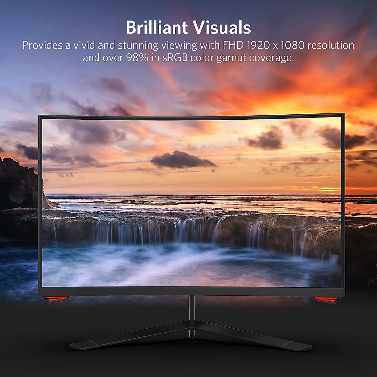 Fiodio 24” Gaming Monitor, with 165Hz Refresh Rate, 1920 * 1080P Full HD, Adaptive Sync, MPRT 1ms, HDMI and DP Inputs (DP Cable Included), Flat, Black (24H2G)