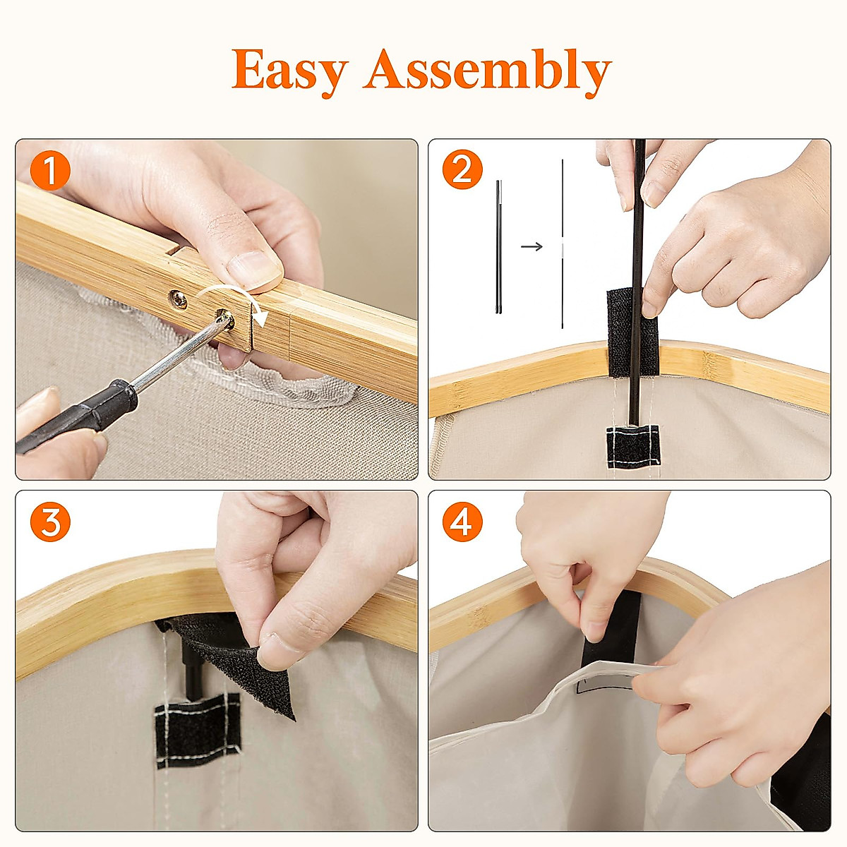 Lifewit 150L Laundry Basket with Lid 3 Section, Large Laundry Hamper with Bamboo Handles and Removable Laundry Bags, Clothes Hampers for Laundry for Bedroom, Bathroom, Dorm, Laundry Room, Beige