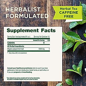 Traditional Medicinals Organic Peppermint Herbal Leaf Tea, Alleviates Digestive Discomfort, 16 Tea Bags (Pack of 6)